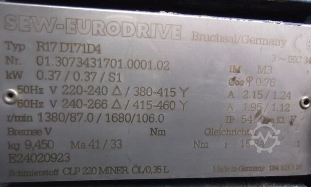 used Geared motor 0.37 kW 87/106 rpm SEW-EURODRIVE R17DT71D4 for sale
